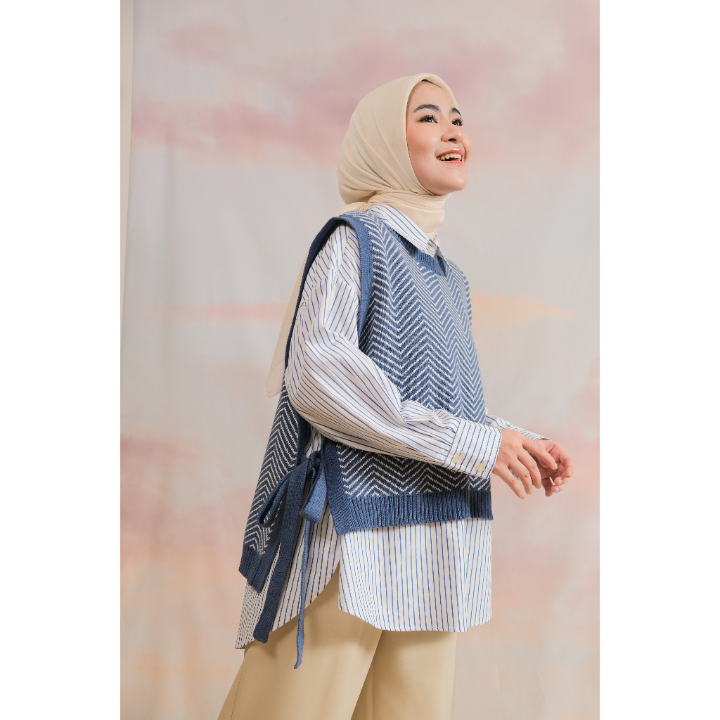 Jual THENBLANK | Knit Knot Vest | Herringbone Baju Wanita Outer ...
