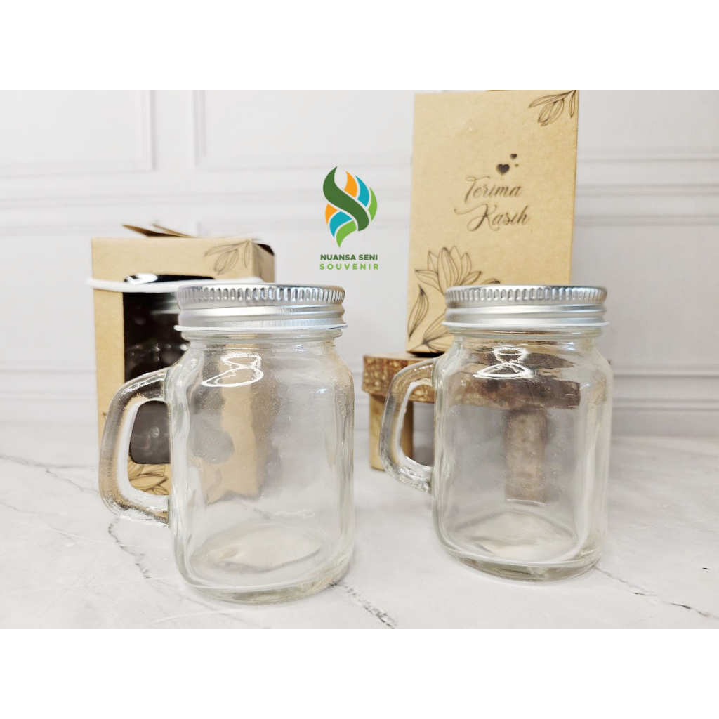 Jual Souvenir Gelas Mug Kaca Drinking Jar Tutup Gelas Infused Water ...