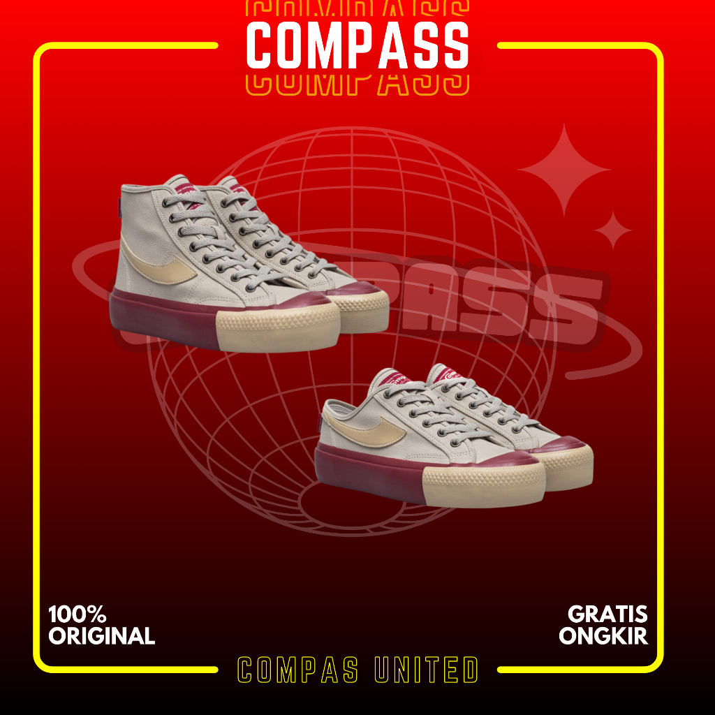 Jual Compass Gazelle Hi Wafer Maroon / Gazelle Low Wafer Maroon ...
