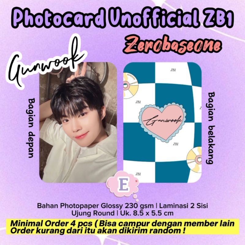Jual Photocard ZB1 - GUNWOOK / Photocard Unofficial / Photocard GUNWOOK ZEROBASEONE / PARK ...