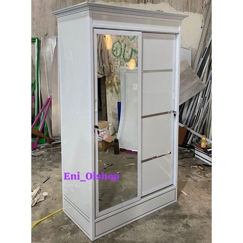 Jual PROMO LEMARI BAJU SLIDING/ GESER, 2 PINTU, PUTIH, BAHAN FULL ACP ...
