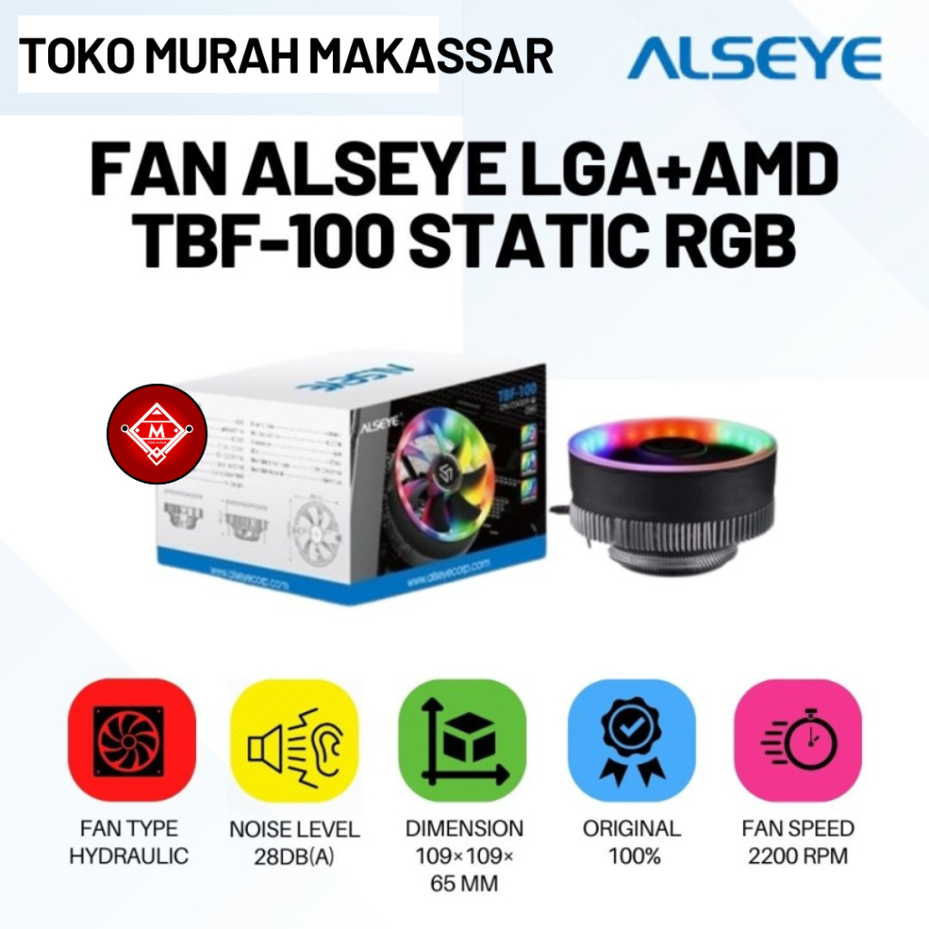 Jual FAN PROCESSOR ALSEYE LGA+AMD TBF-100 STATIC RGB / FAN CASE ALSEYE ...