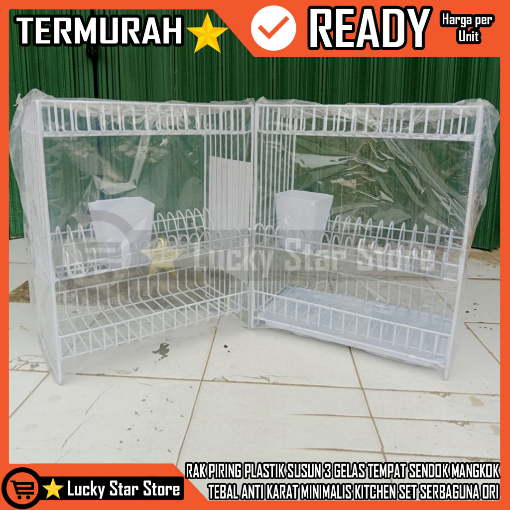 Jual Modelline Rak Piring Susun 3 Wadah Nampan Gelas Penyimpanan ...
