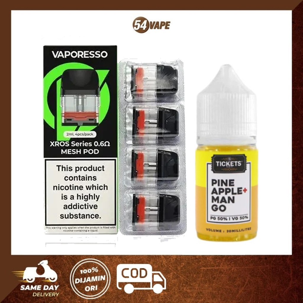 Jual CARTRIDGE XROS PERPACK + TICKETS PINEAPPLE MANGO SALT 30ML ...