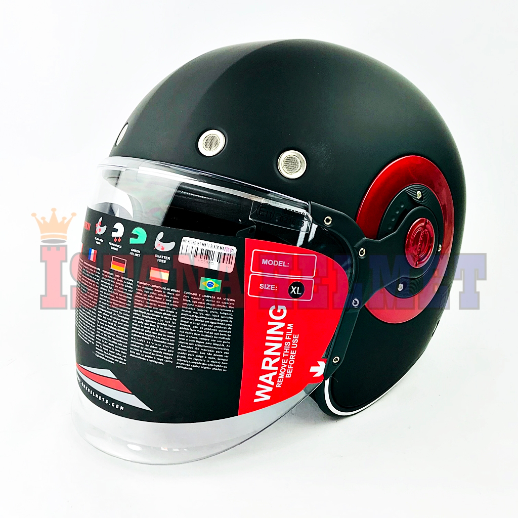 Jual HELM SMK RETRO JET UNICOLOUR MATT BLACK MA 230 ORIGINAL | Shopee ...