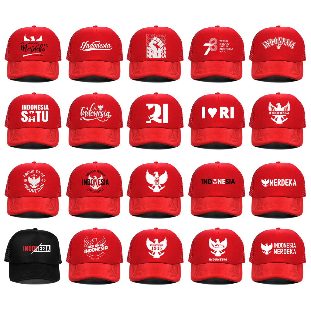 Jual Topi Trucker Dewasa HUT RI / Topi Indonesia / Topi Dirgahayu ...