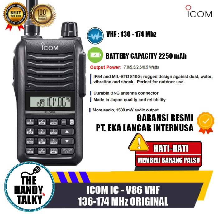 Jual ICOM IC-V86 IC V86 V 86 VHF 136-174Mhz SINGLEBAND HT ICOM ORIGNAL GARANSI RESMI | Shopee ...