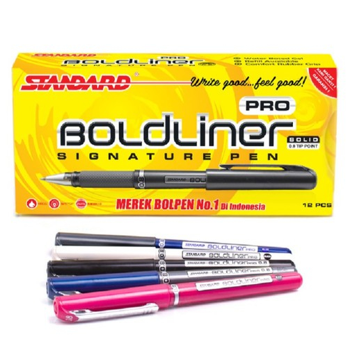 Jual [12 pcs] Ball Pen Pulpen Pena STANDAR BOLDLINER PRO 1.0mm | Shopee ...