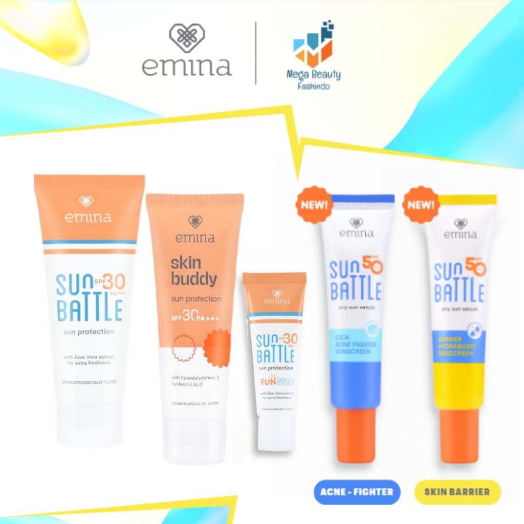 Jual Emina Sun Battle Series | Bright Glow SPF 35 PA+++ Sunscreen Skin Buddy Sun Protection ...