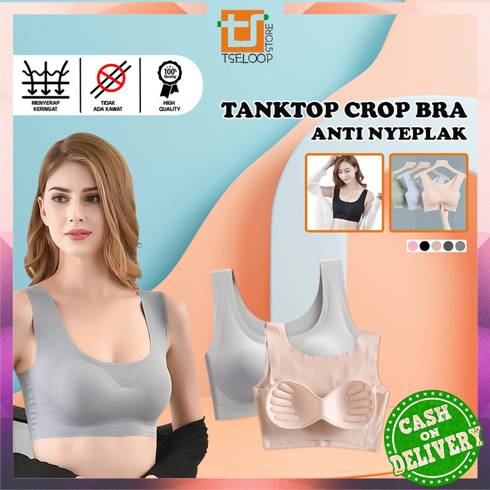 Jual OFM-P596 Tanktop Sport Bra Wanita With Cup Busa Korean Style / Tank Top Crop Bra Anti ...