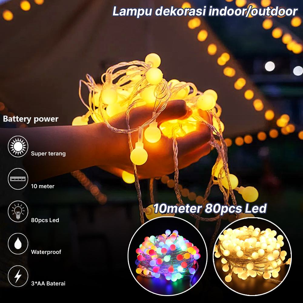 Jual [ Ready Stock ] Lampu Tumblr Bola Anggur 10 Meter Baterai AA/ USB ...