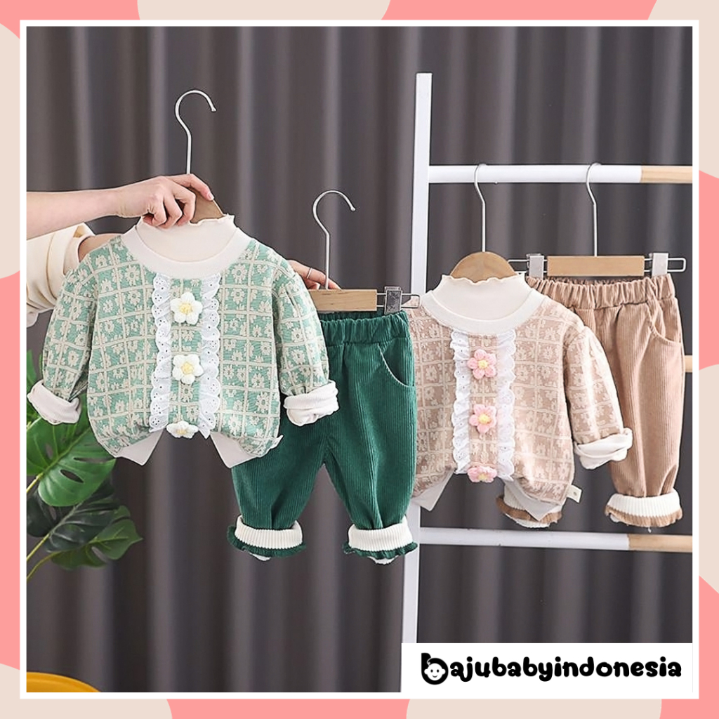Jual BBI FLORA Baju setelan anak perempuan set bayi cewek motif bunga ...