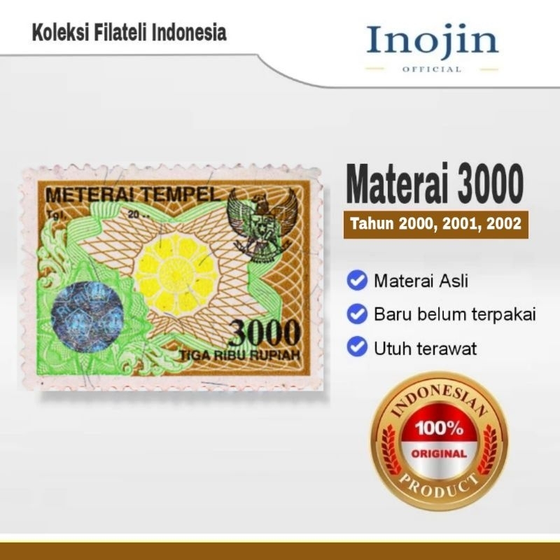 Jual Materai 3000 Tahun 2000 2001 2002 Perangko Matrai Tempel Asli ...