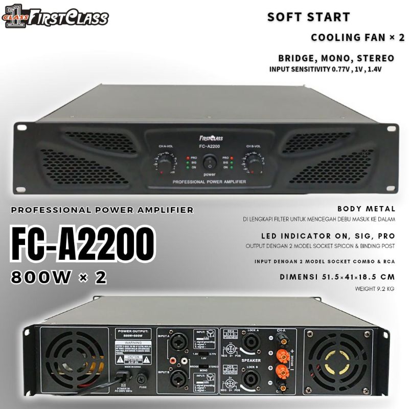 Jual Professional Power Amplifier Firstclass FCA 2200 | Amplifier FC ...