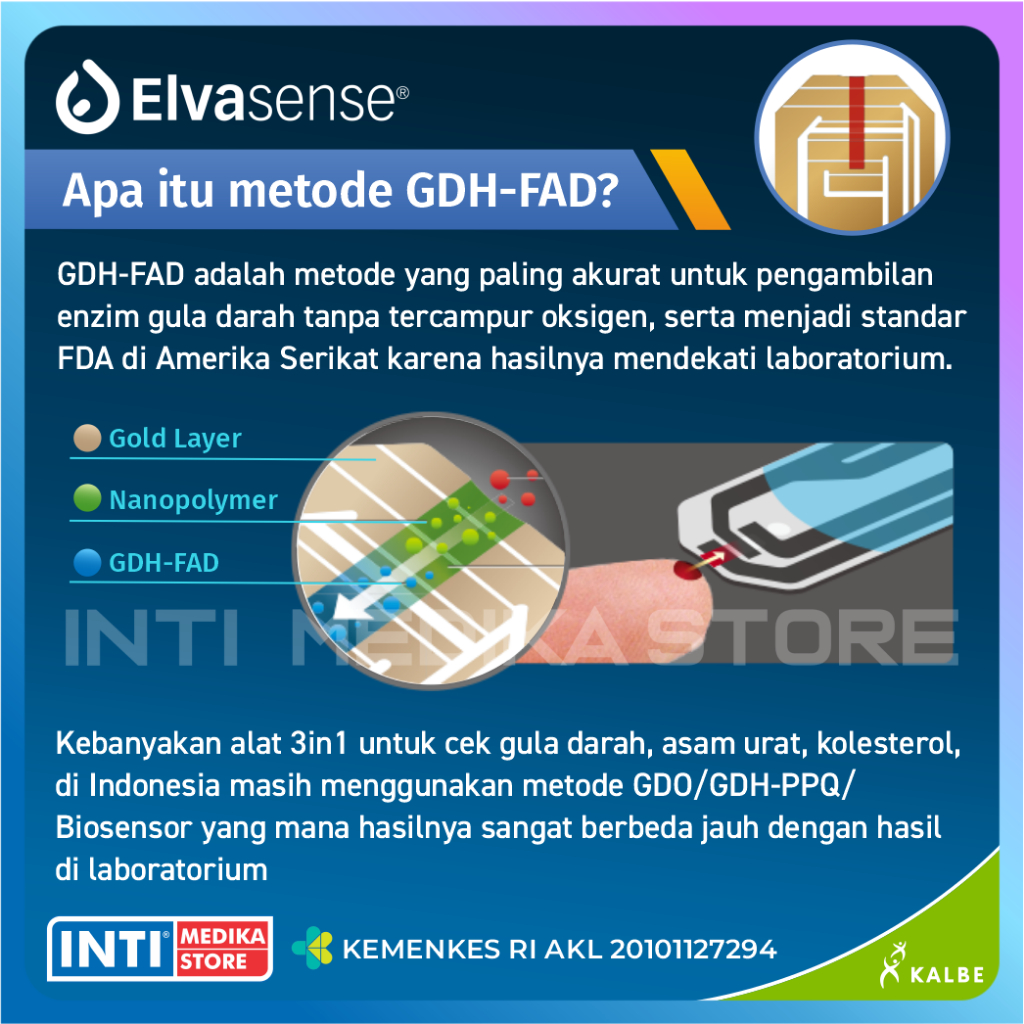 Jual ELVASENSE by KALBE - Alat Cek 3in1 GCU Gula Darah + Kolesterol ...