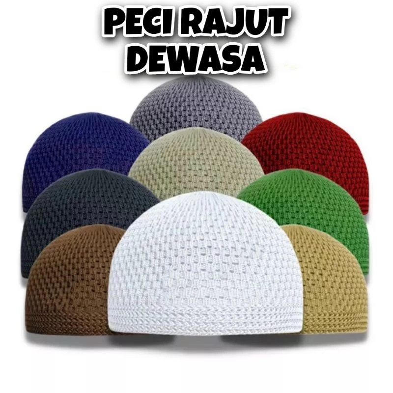 Jual Peci Rajut Premium / Kopiah Rajut / Kopyah Rajut Dewasa Tebal | Shopee Indonesia