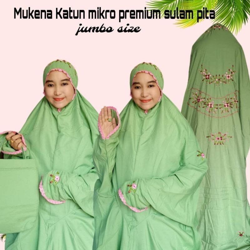 Jual MUKENA KATUN MIKRO PREMIUM SULAM PITA JUMBO SIZE | Shopee Indonesia