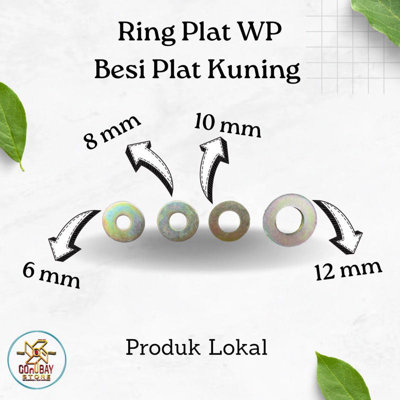 Jual Ring Besi Plat Kuning WP Kunci Baut Lubang Diameter 6, 8, 10, 12 ...