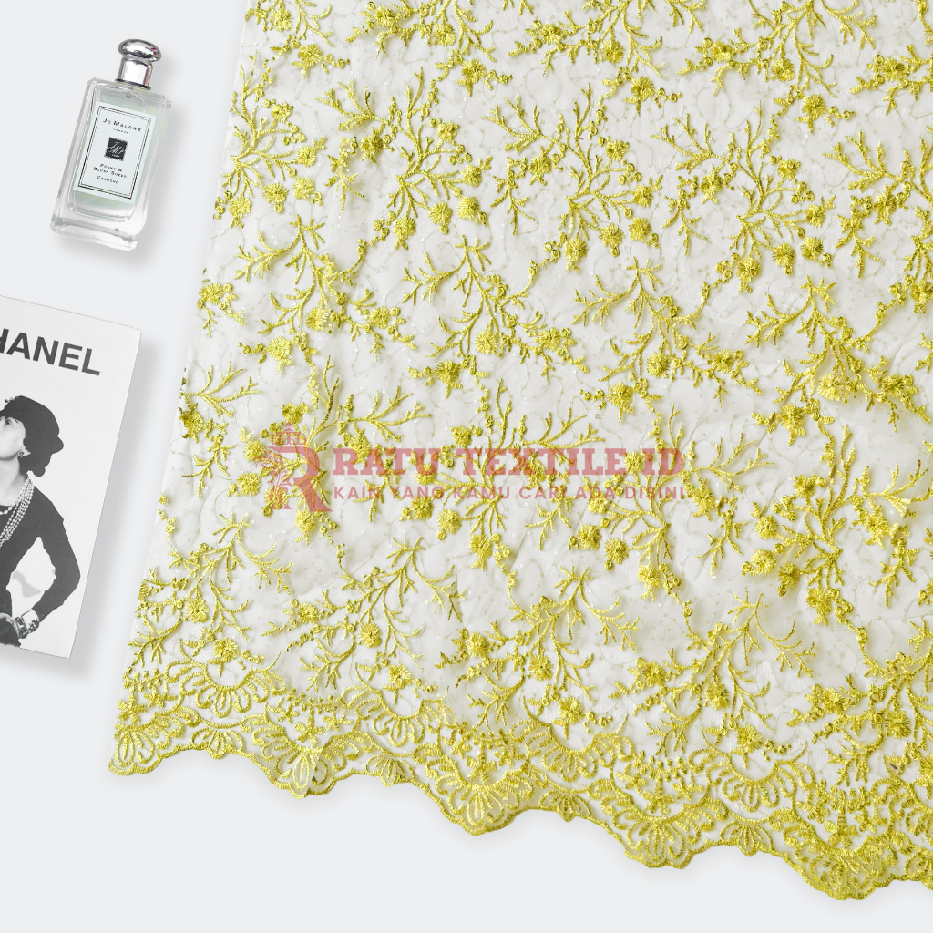 Jual Kain Tulle Kain Tile Bordir Kain Brokat Tile Perancis bahan Kebaya ...