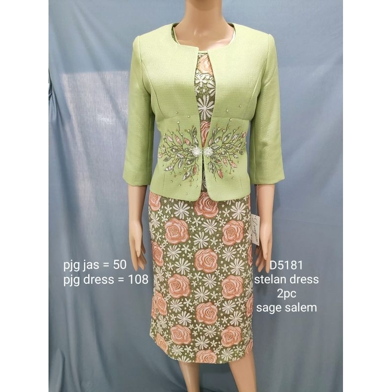 Jual setelan dress Dragon 5181 sage salem motif bunga | Shopee Indonesia