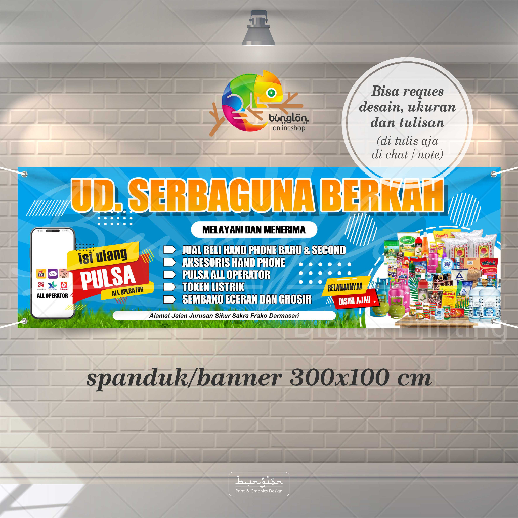 Jual Size 300x100 Cm Spanduk Banner Toko Sembako dan Kebutuhan Rumah ...