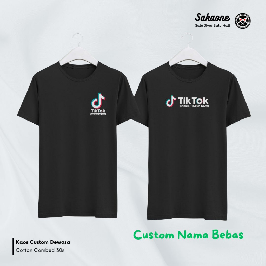 Jual Kaos Custom Tema Medsos Tiktok - Custom Nama User id Bebas ...