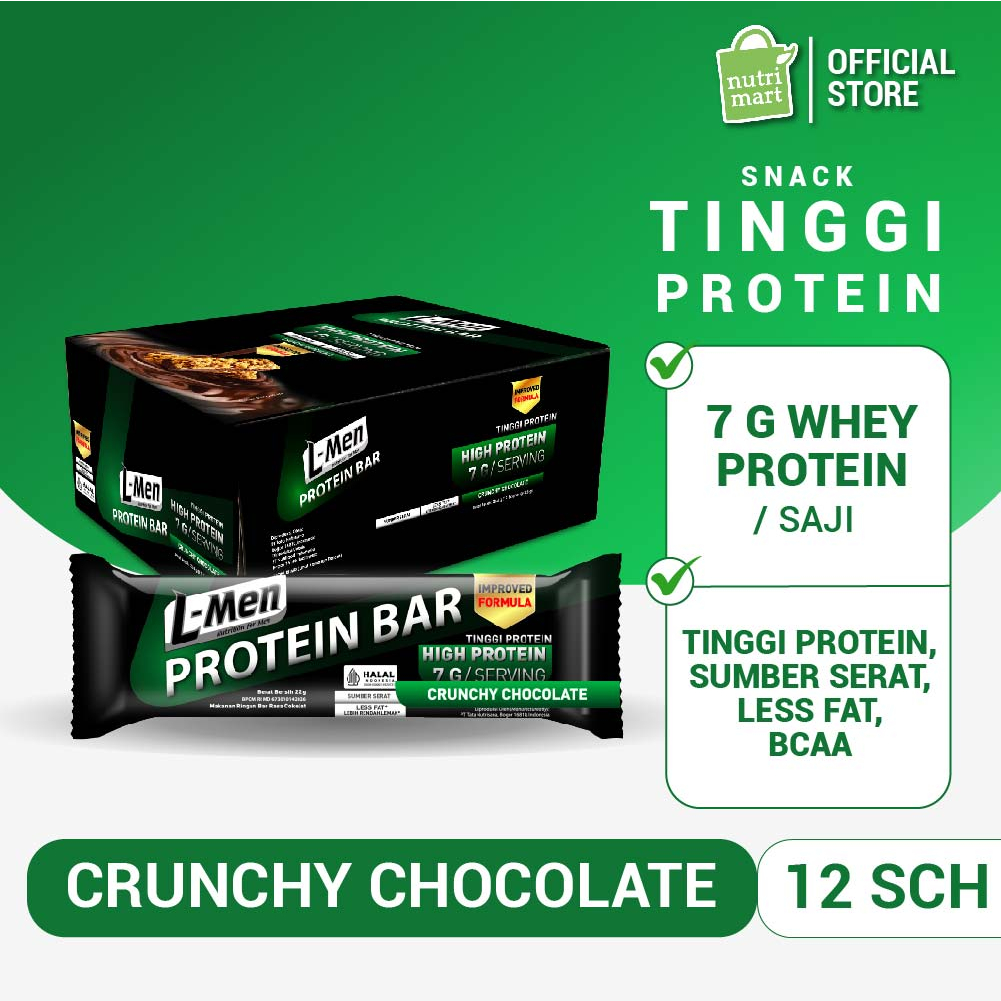Jual L-Men Protein Bar Crunchy Chocolate 12 sachet - Camilan Rendah ...