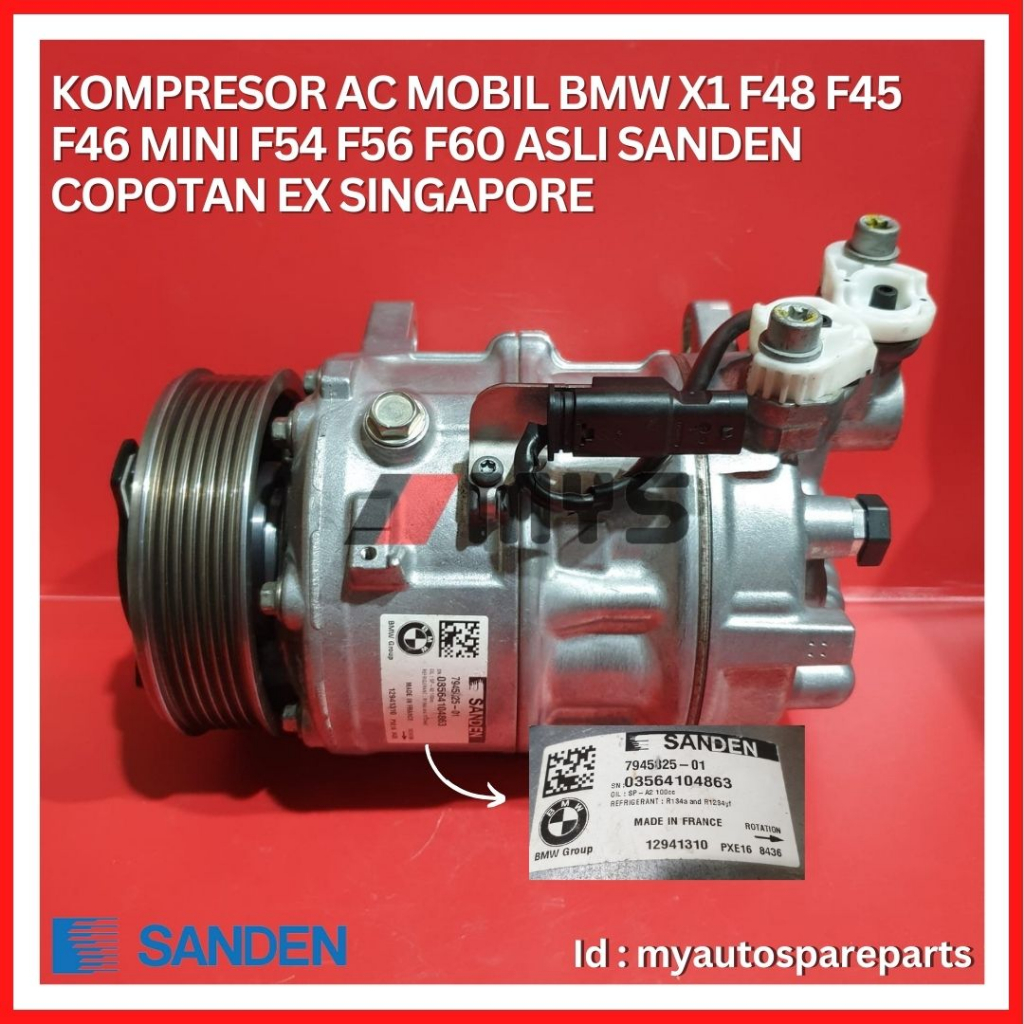 Jual KOMPRESOR AC Mobil BMW X1 F48 F45 F46 MINI F54 F56 F60 ASLI MERK SANDEN COMPRESSOR COPOTAN ...