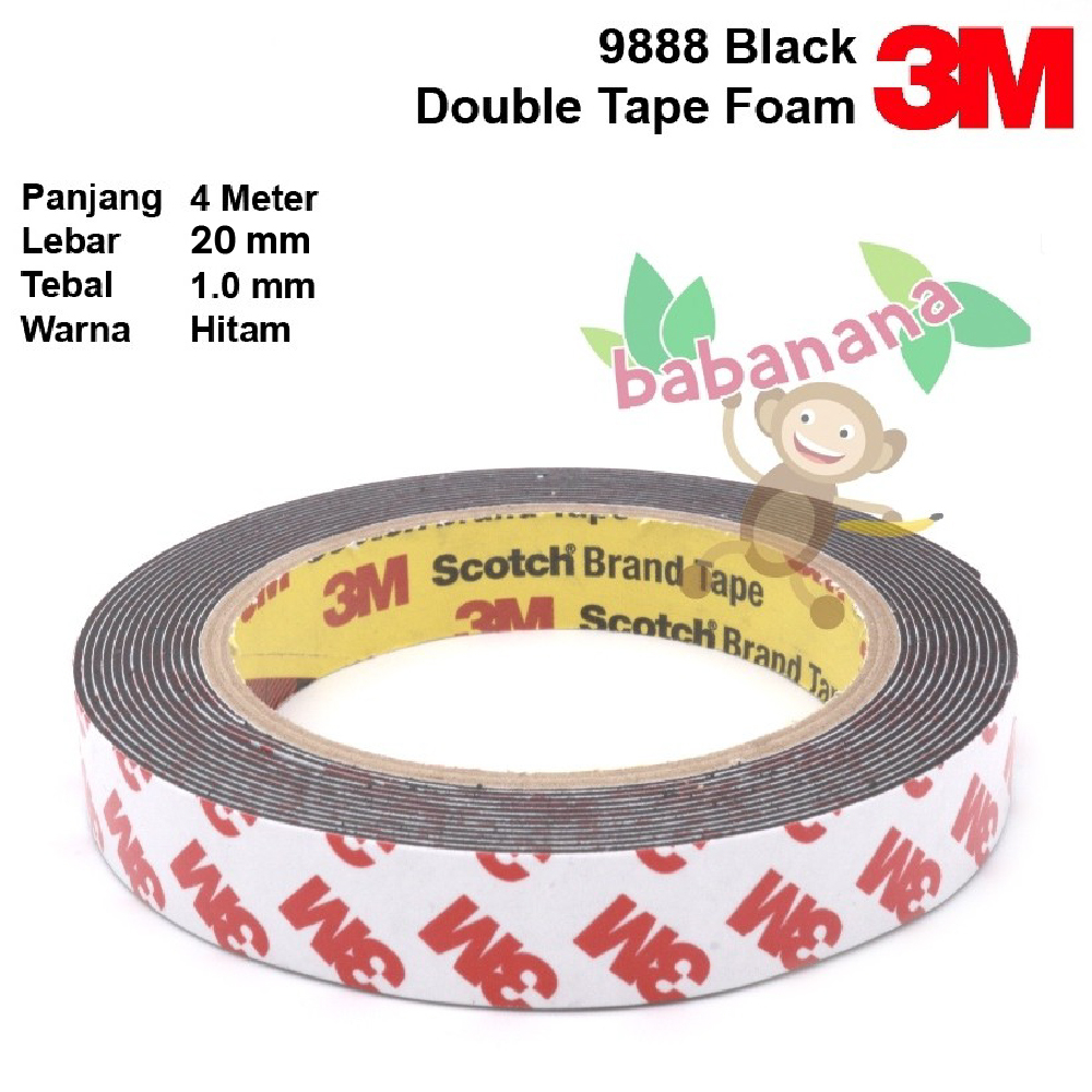 Jual Double Tape Foam 3M Original 9888 Black Sponge 1 roll 20 mm x 4 ...