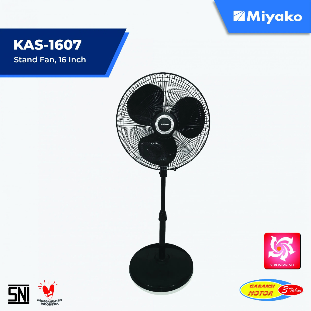 Jual Kipas angin Miyako KAS1607GB Stand Fan 16in Kaki Bulat 50W Design ...