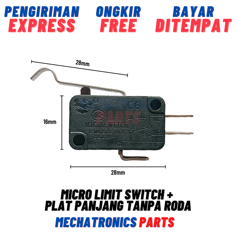 Jual [SWI-9094] MICRO LIMIT SWITCH + PLAT PANJANG LENGKUNG TANPA RODA ...