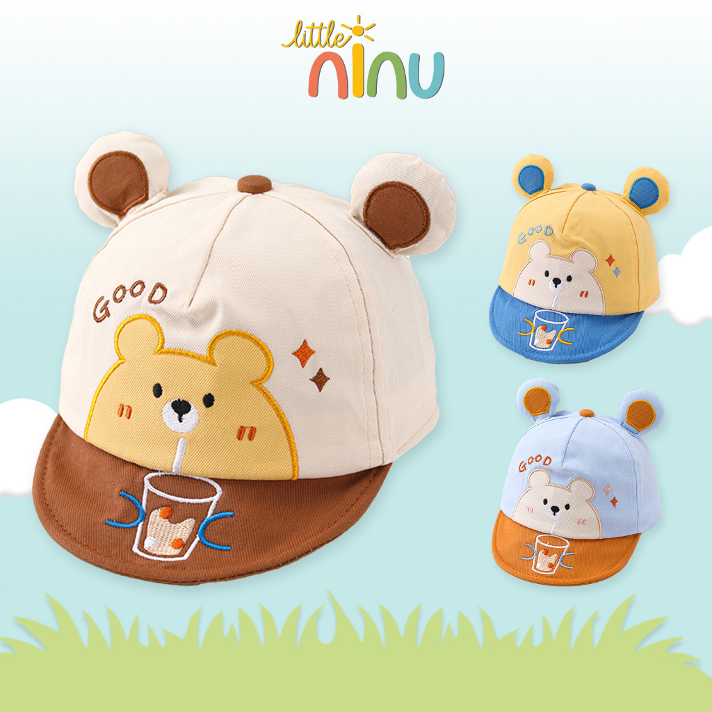 Jual LITTLE NINU Topi Anak Kids Hat Baseball Cap Karakter Bear | Shopee ...