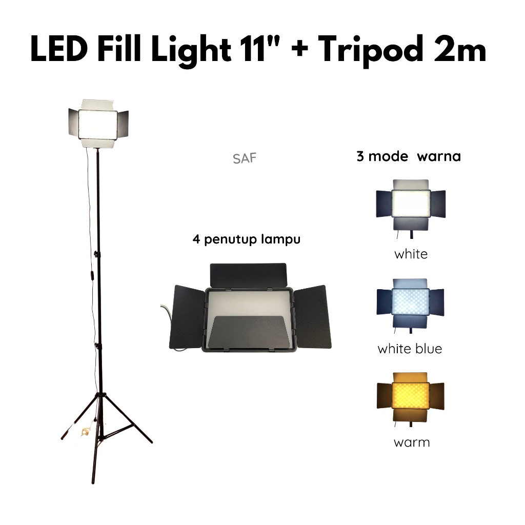 Jual SAF LED 11" Lampu Fotografi Live Streaming Foldable + Tripod 2M ...