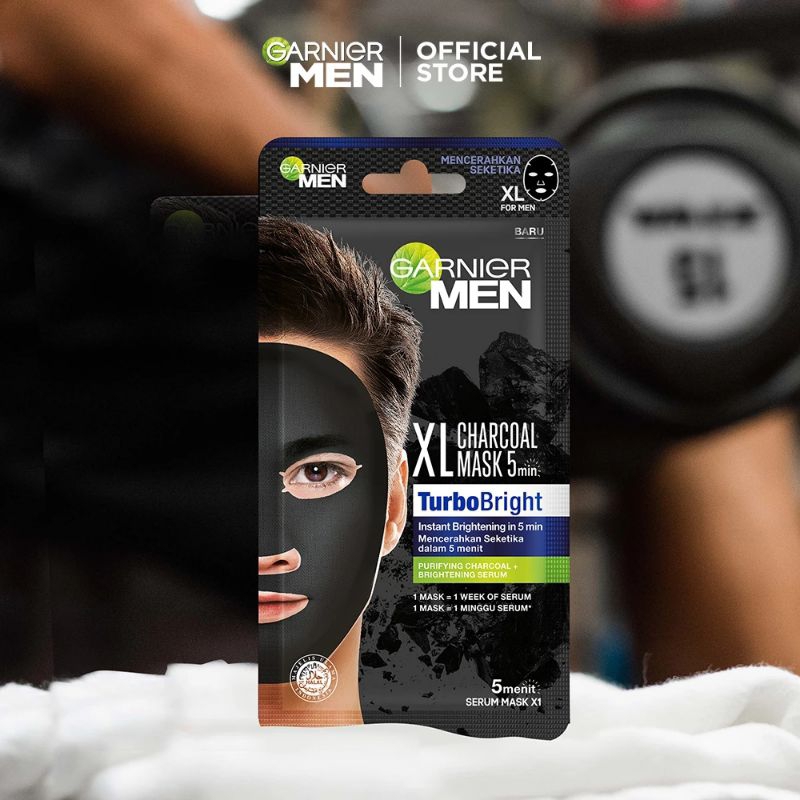 Jual Garnier Men Turbo Bright XL Charcoal Mask | Shopee Indonesia