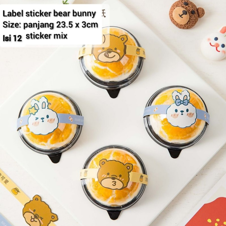 Jual DY PACK 12pcs STICKER LABEL TRAY MOONCAKE BEAR BUNNY KAWAI MIX ...