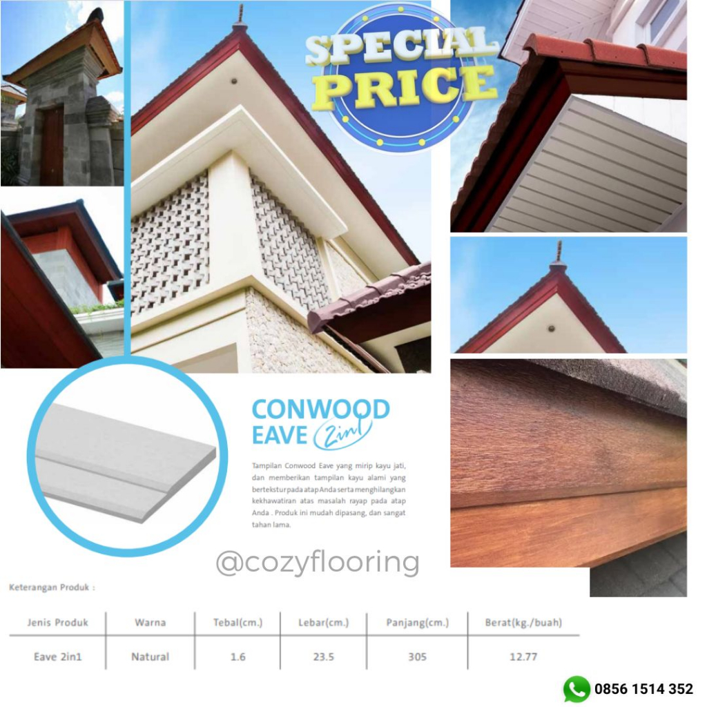 Jual Conwood Eave 2 in 1 I List plang atap I Menyerupai kayu asli | Shopee Indonesia