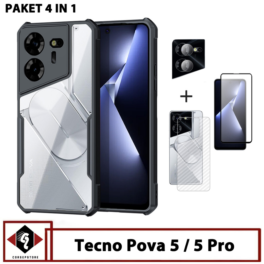 Jual 4 IN 1 Case Slim Armor Tecno Pova 5 / Pova 5 Pro Tempered Glass ...