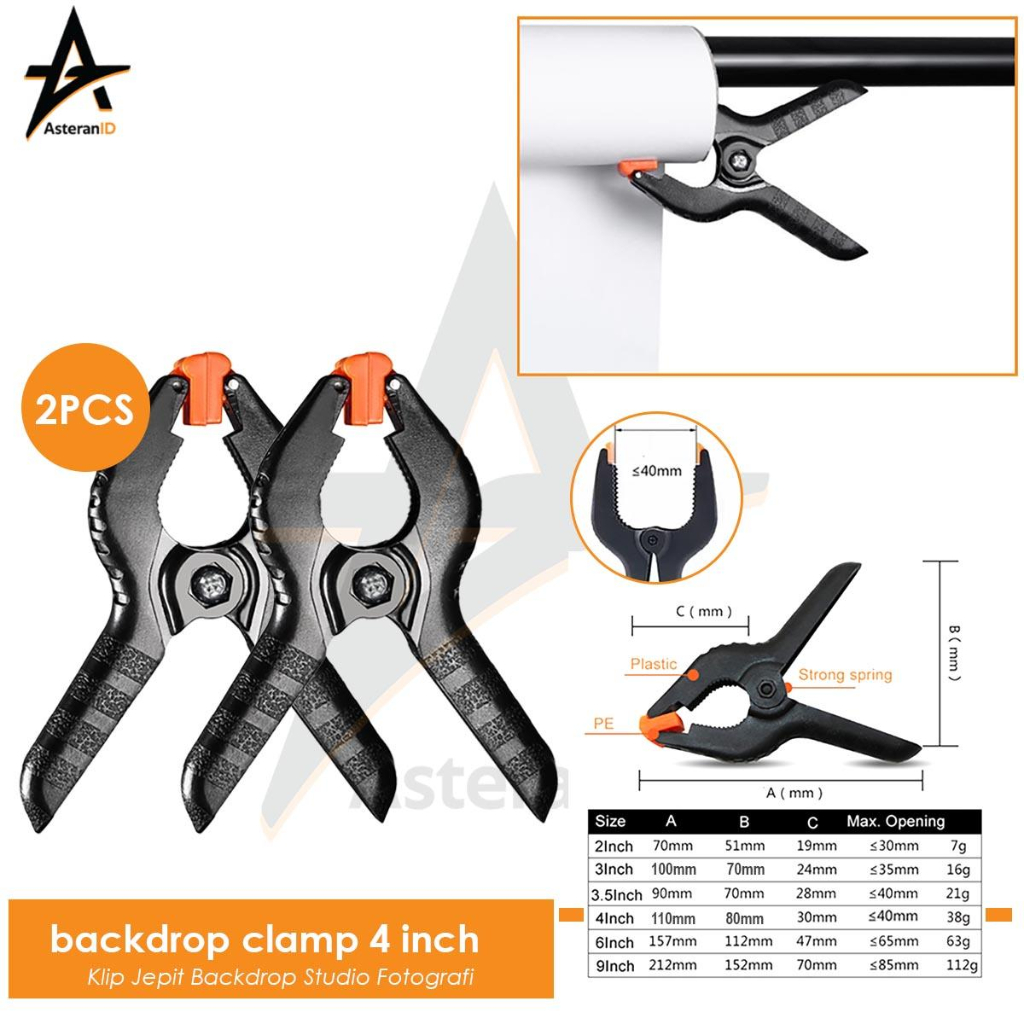 Jual Klip Orange Backdrop Clamp Studio Fotografi Penjepit Background 4 ...