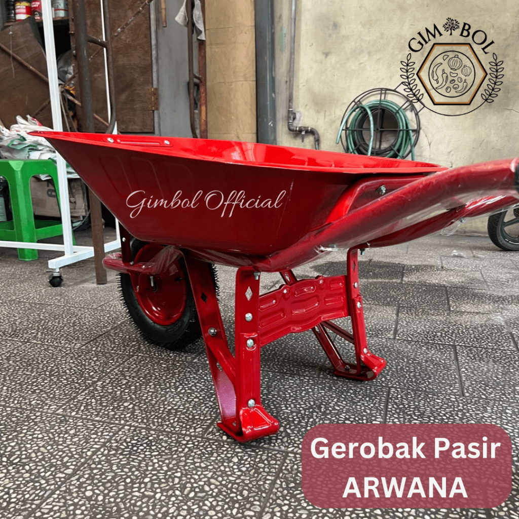 Jual Gerobak Sorong Pasir Merah ARWANA - sudah di rakit / Troli Dorong ...