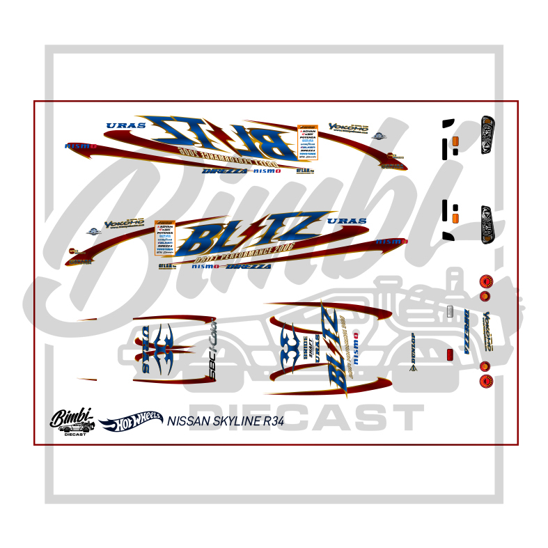 Jual Decal Hotwheels Nissan Skyline R34 Custom Diecast | Shopee Indonesia