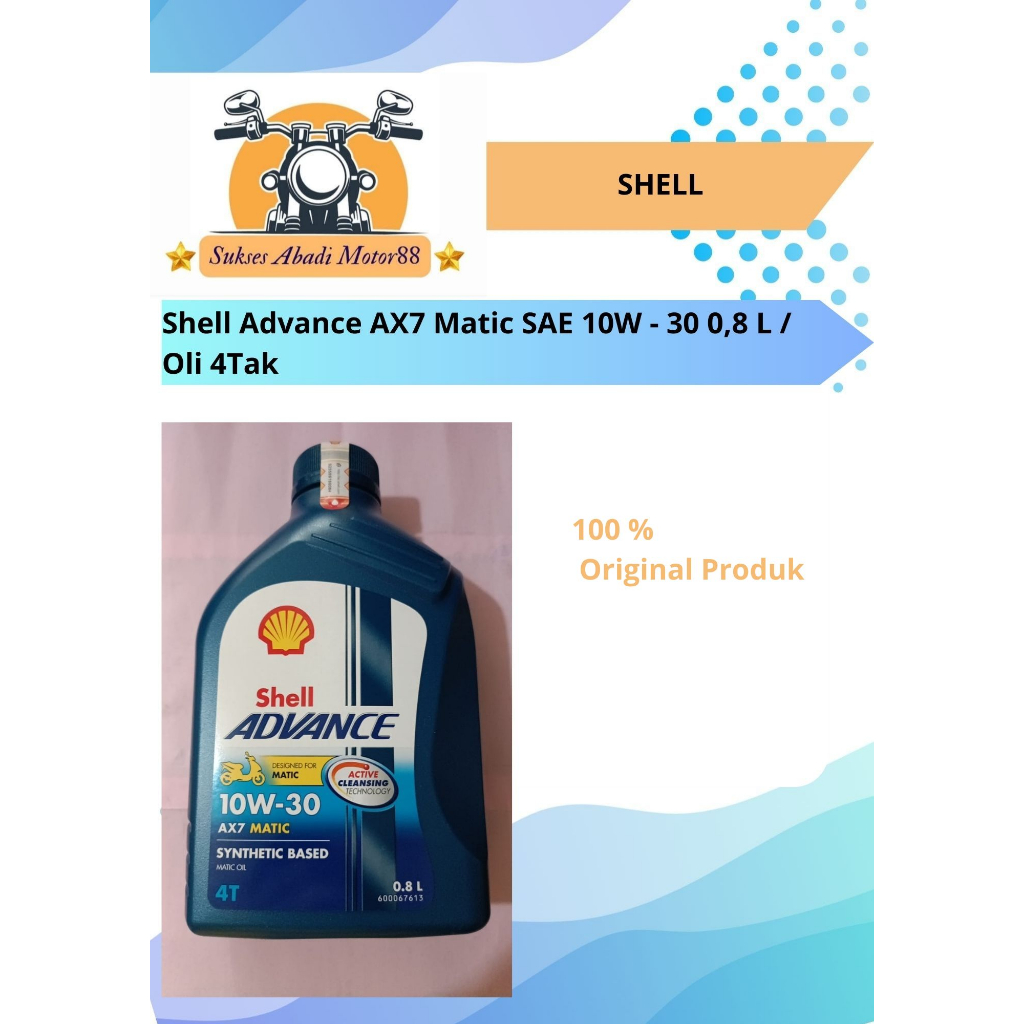 Jual Oli Shell ADVANCE AX7 Matic 10W-30 4T - 0,8L (100% Original Produk ...