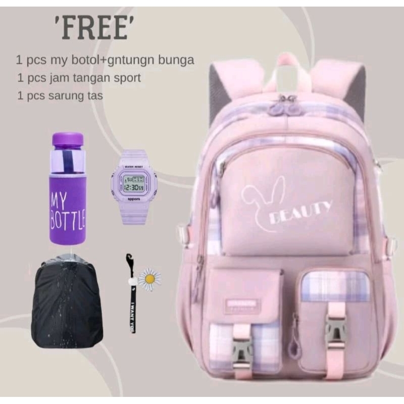 Jual Tas ransel sekolah anak perempuan tas beauty backpack fashion korea untuk anak SD SMP ...