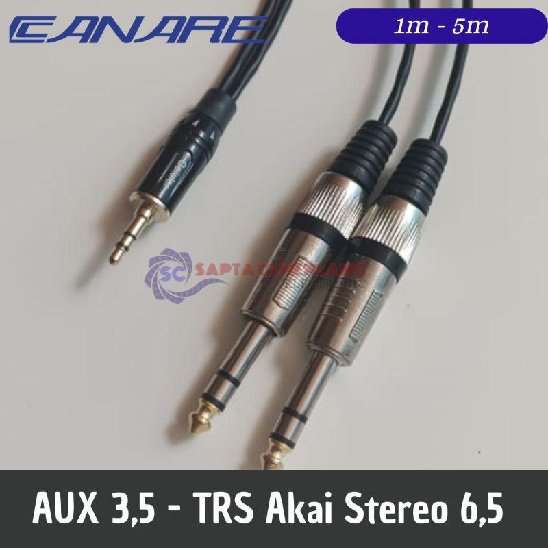 Jual Kabel AUX 3,5 mm to dual jack TRS akai stereo 6,5 mm | Shopee Indonesia