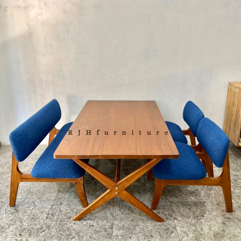 Jual SET MEJA MAKAN, DINING SET KAYU JATI, KURSI MAKAN SANDARAN, DINING ...