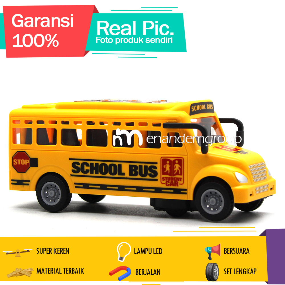 Jual Mainan Anak Mobil Mobilan Bus Sekolah Bergerak Berjalan LED ...