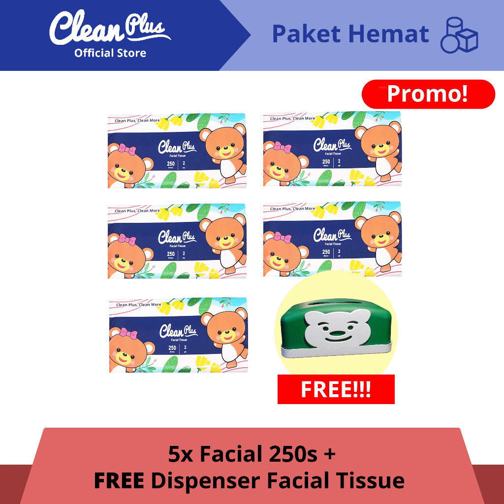 Jual [5 PACK + KOTAK TISU ] Tissue cleanplus 250 sheet peket 1 tenteng ( 5pcs tisue free kotak 1 ...