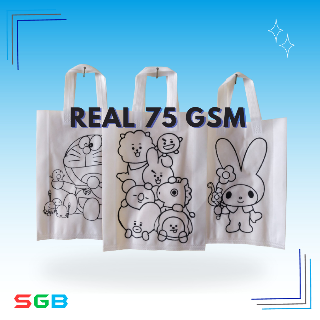 Jual Tas spunbond mewarnai Handle uk 30x40x8 ketebalan kain 75GSM ...