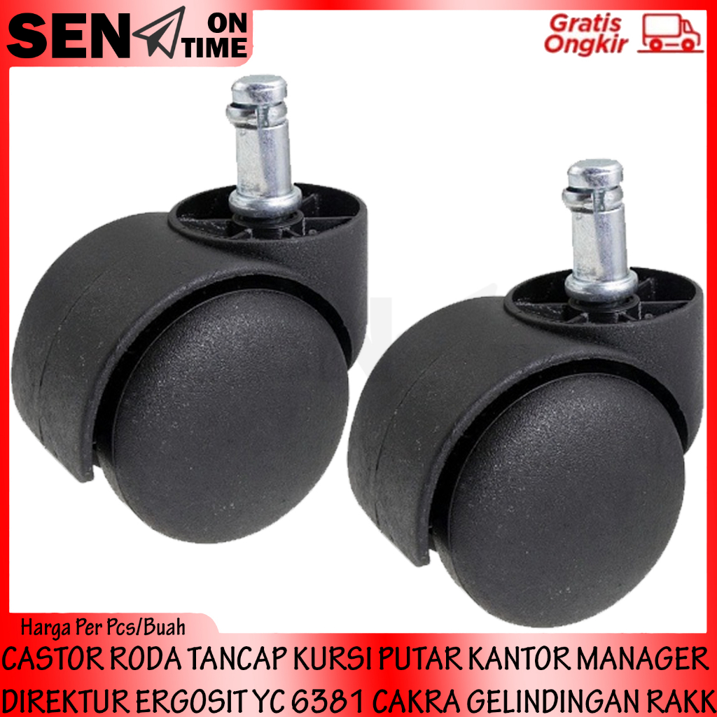 Jual Roda Castor Kastor Tancap Kursi Putar Kantor Besi Plastik Black ...
