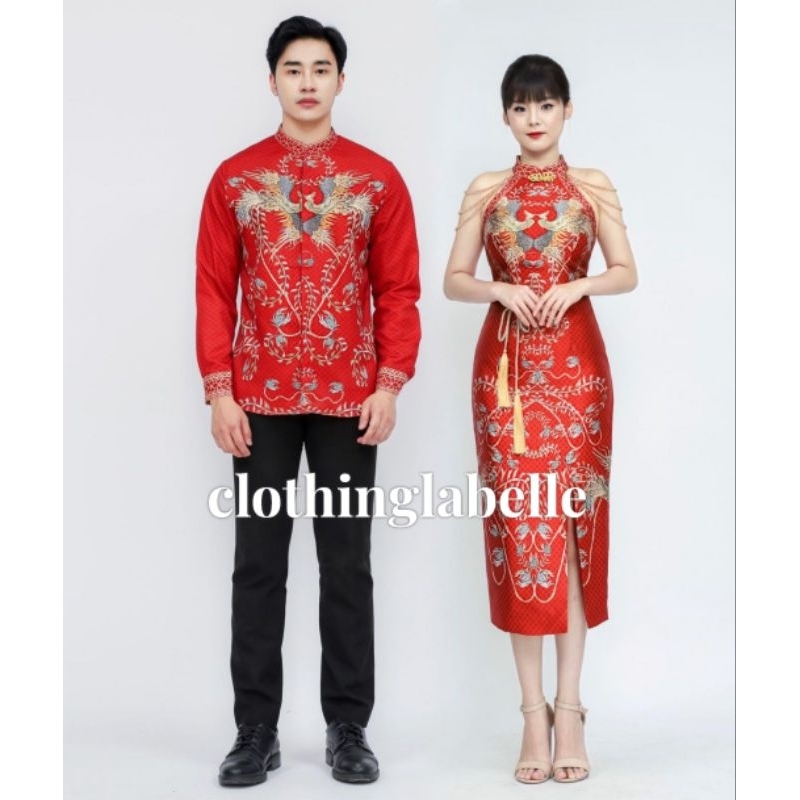 Jual Cheongsam couple sangjit party dress | Shopee Indonesia