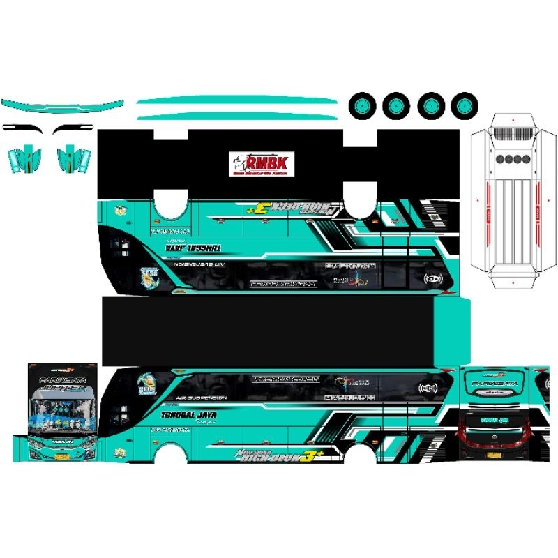 Jual STIKER MINIATUR BUS TERMURAH POLA PAPERCRAFT BUS MINIATUR SKALA 50 ...